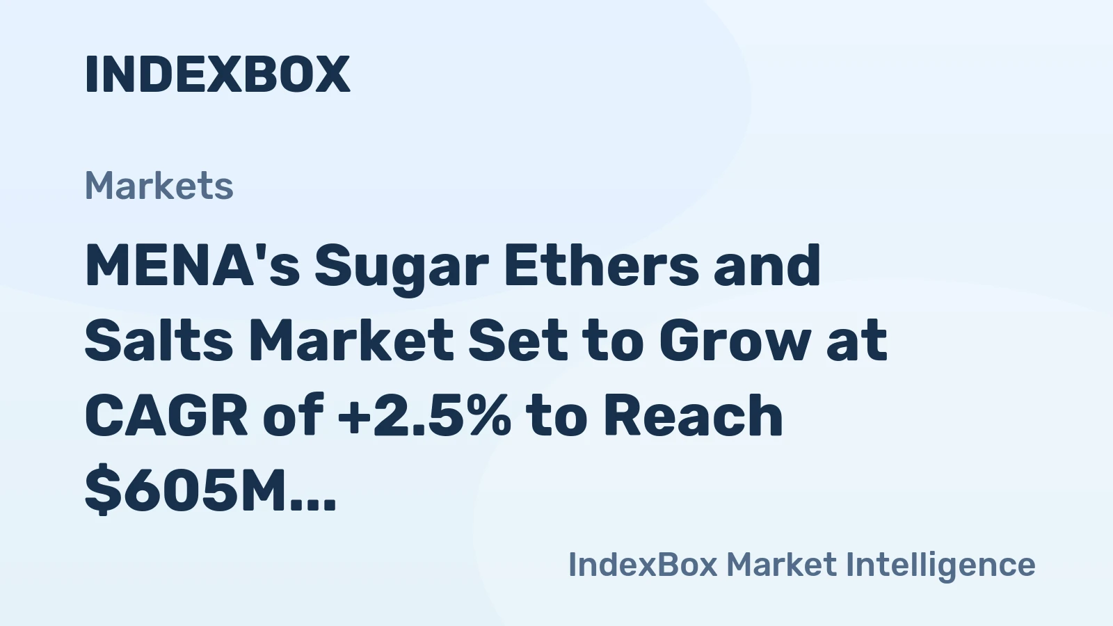 MENA's Sugar Ethers and Salts Market Set to Grow at CAGR of +2.5% to Reach $605M by 2035