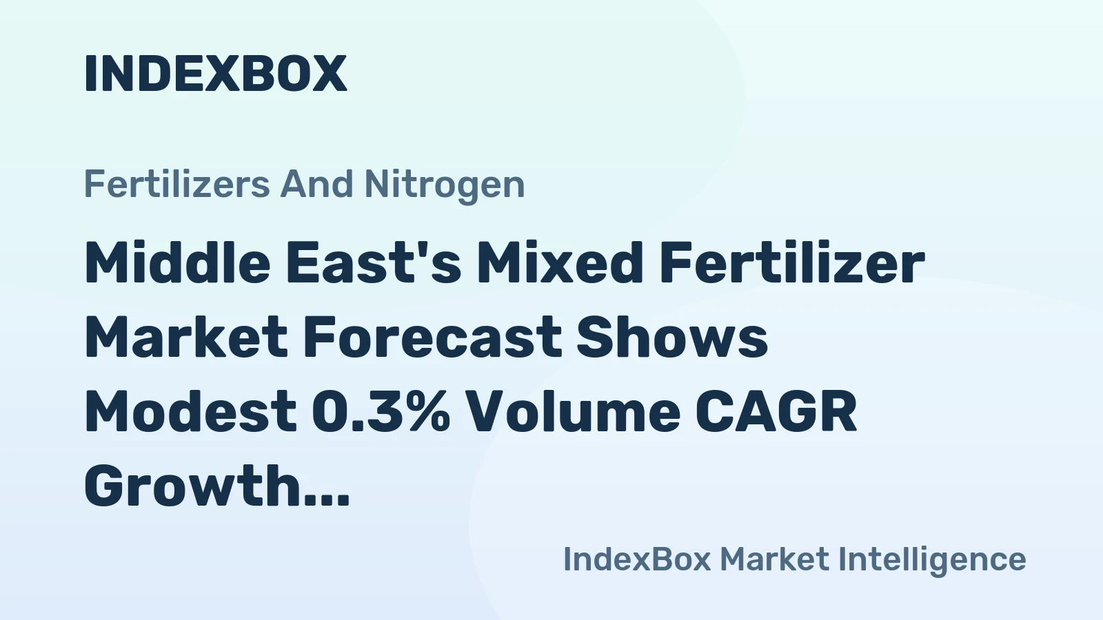 Middle East's Mixed Fertilizer Market Forecast Shows Modest 0.3% Volume CAGR Growth Through 2035