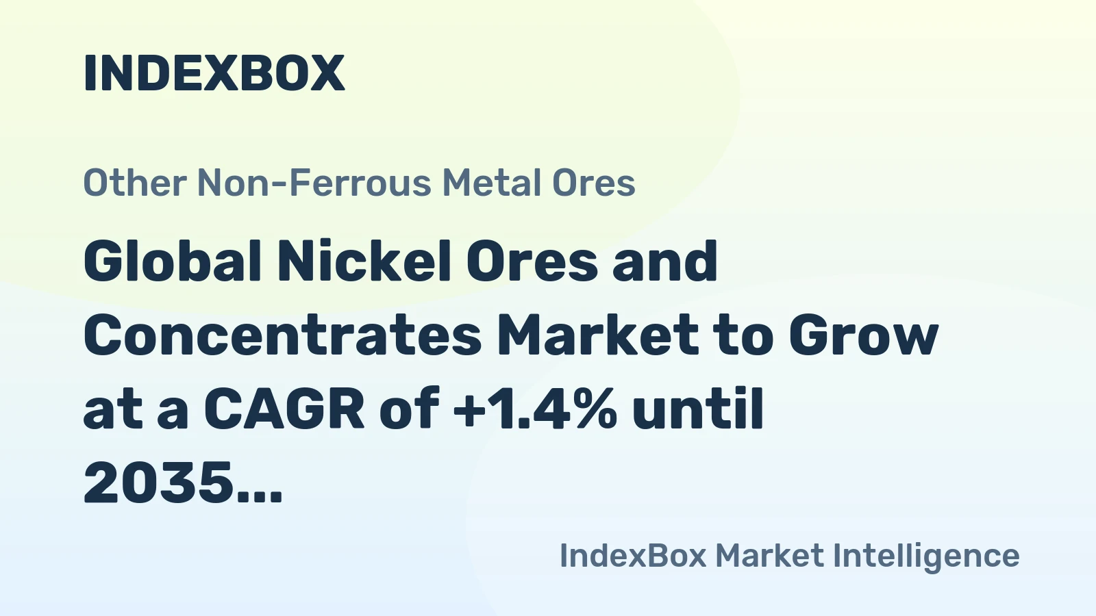 Global Nickel Ores and Concentrates Market to Grow at a CAGR of +1.4% until 2035, Reaching $49.7B
