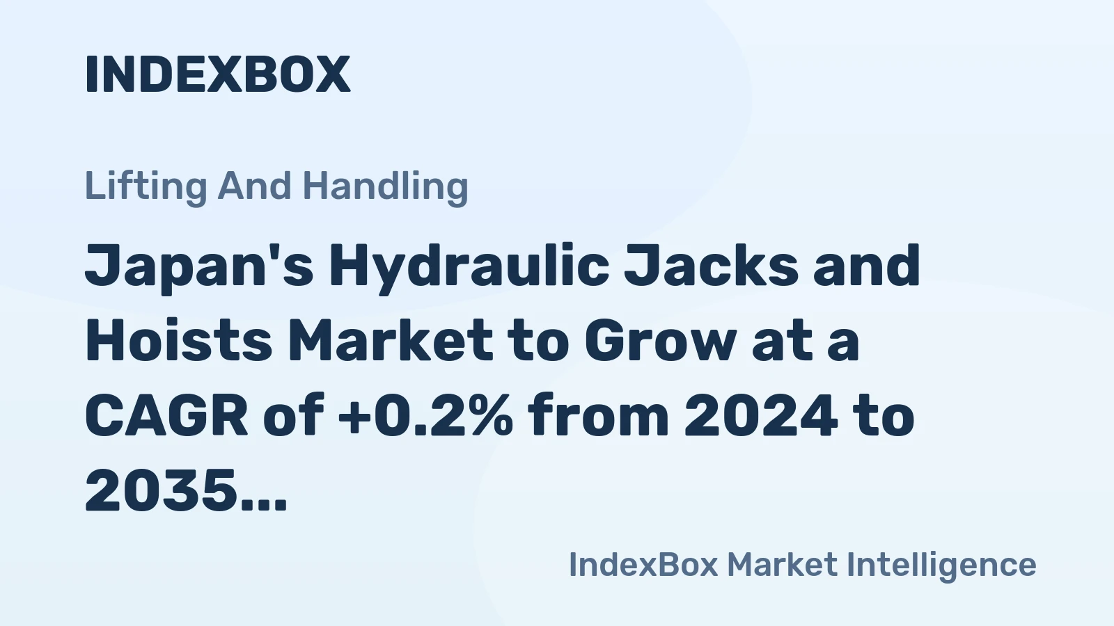 Japan's Hydraulic Jacks and Hoists Market to Grow at a CAGR of +0.2% from 2024 to 2035, Reaching 2.2M Units
