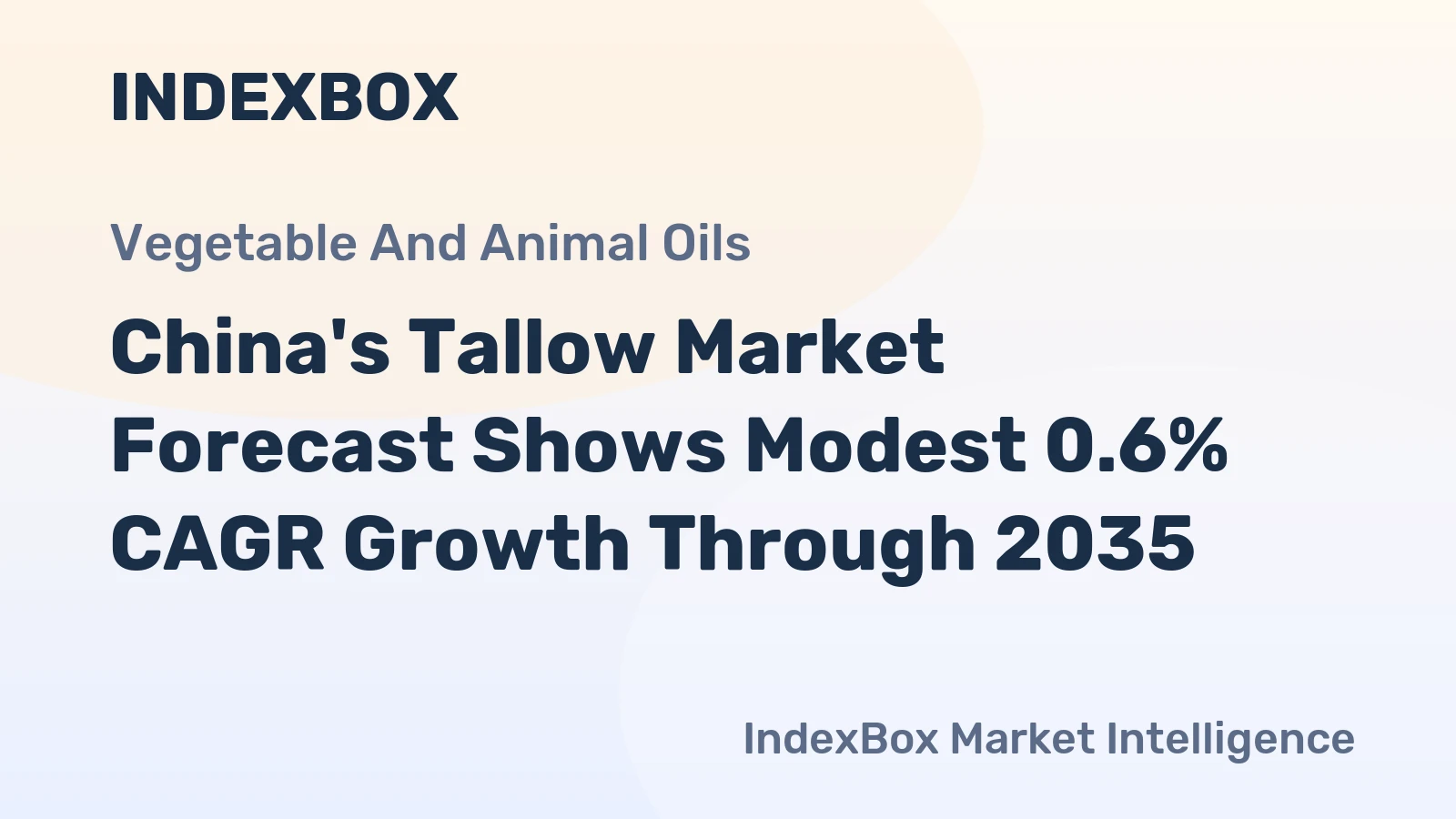 China's Tallow Market Forecast Shows Modest 0.6% CAGR Growth Through 2035