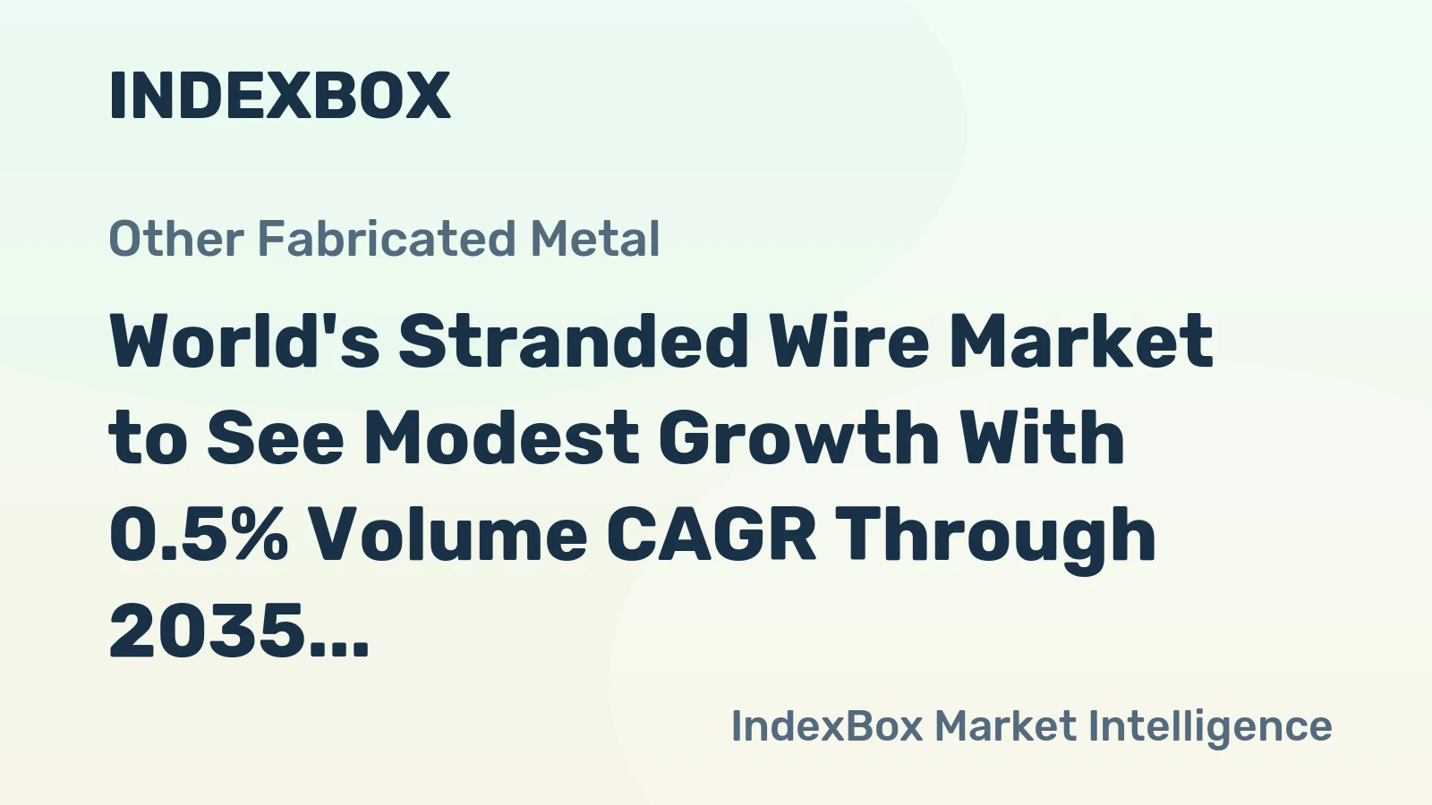 World's Stranded Wire Market to See Modest Growth With 0.5% Volume CAGR Through 2035