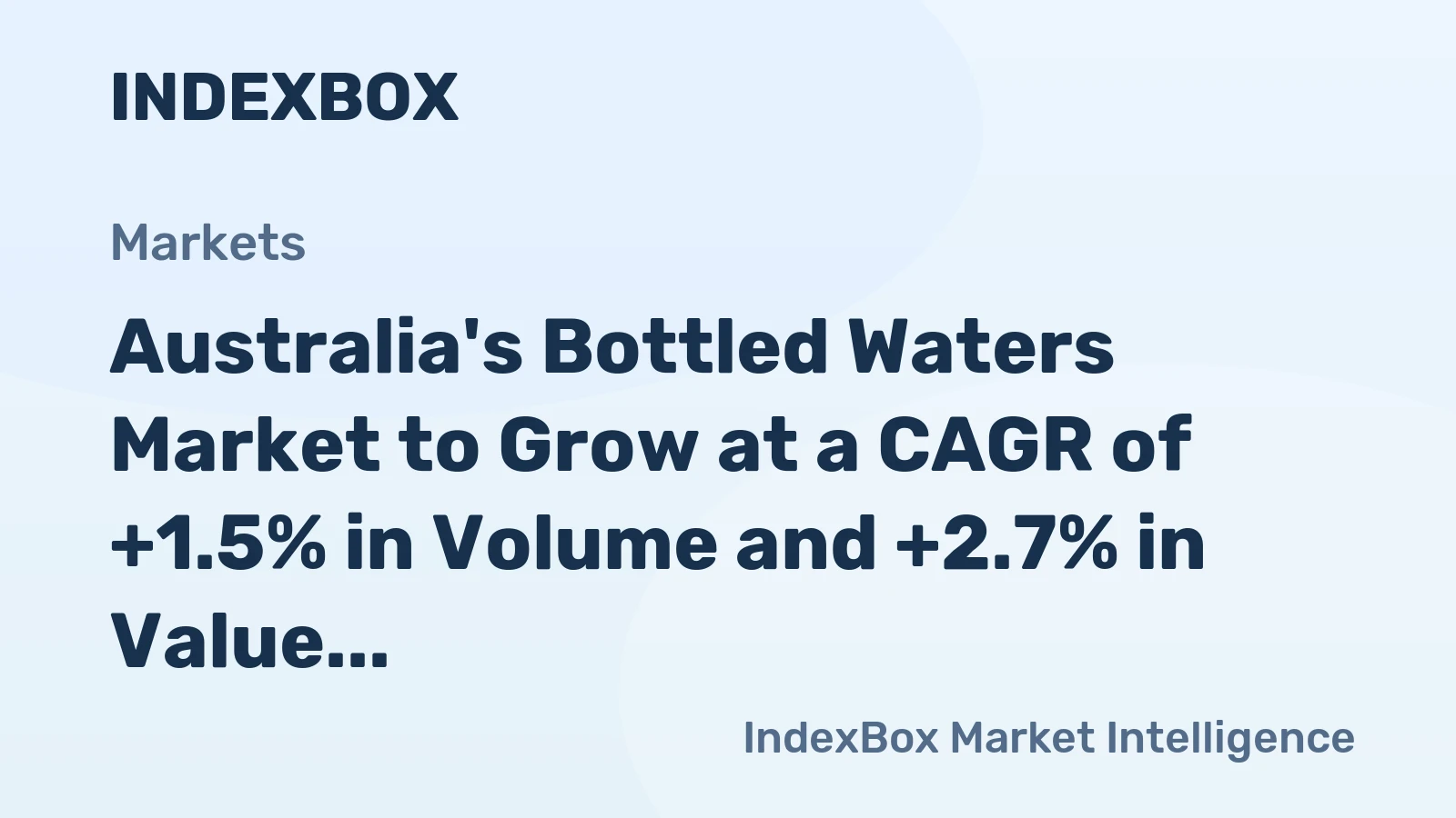 Australia's Bottled Waters Market to Grow at a CAGR of +1.5% in Volume and +2.7% in Value from 2024 to 2035