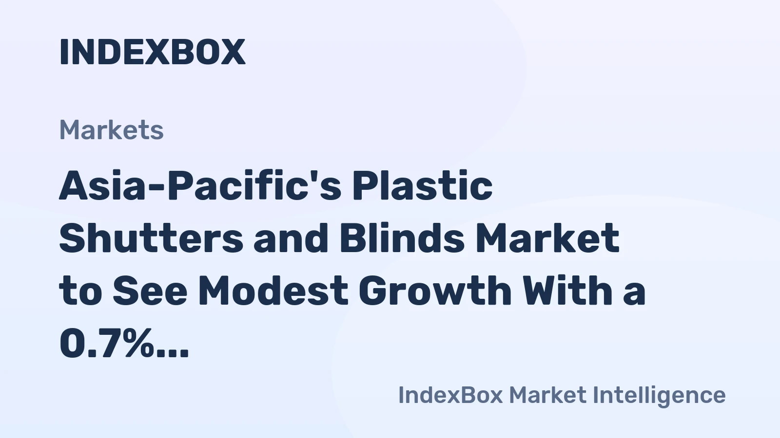 Asia-Pacific's Plastic Shutters and Blinds Market to See Modest Growth With a 0.7% Volume CAGR Through 2035