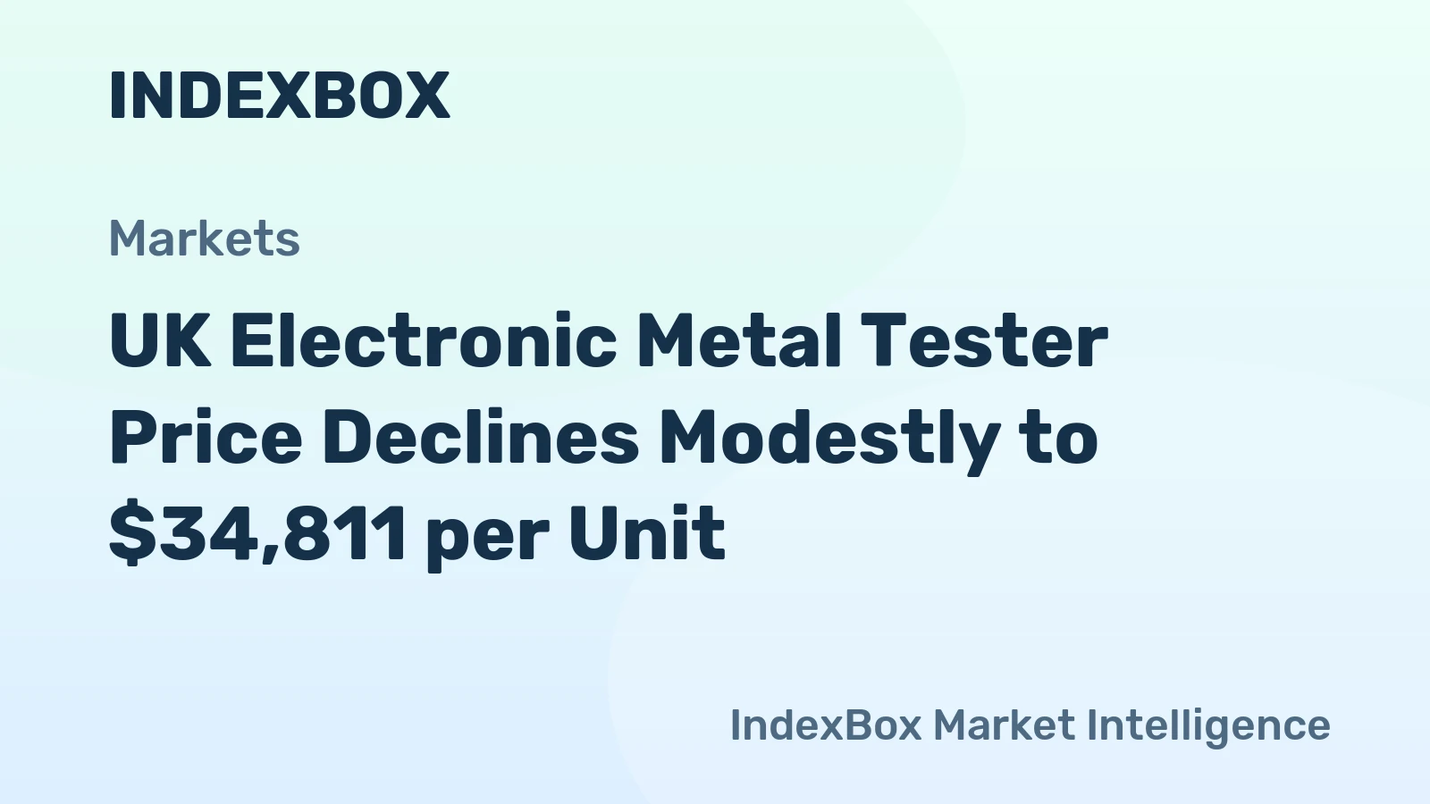 UK Electronic Metal Tester Price Declines Modestly to $34,811 per Unit