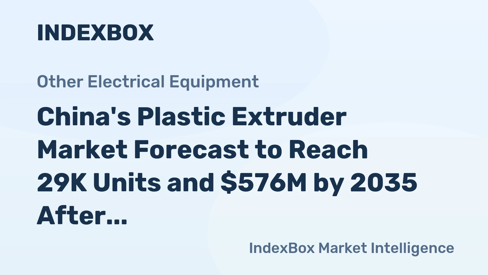 China's Plastic Extruder Market Forecast to Reach 29K Units and $576M by 2035 After 2024 Contraction