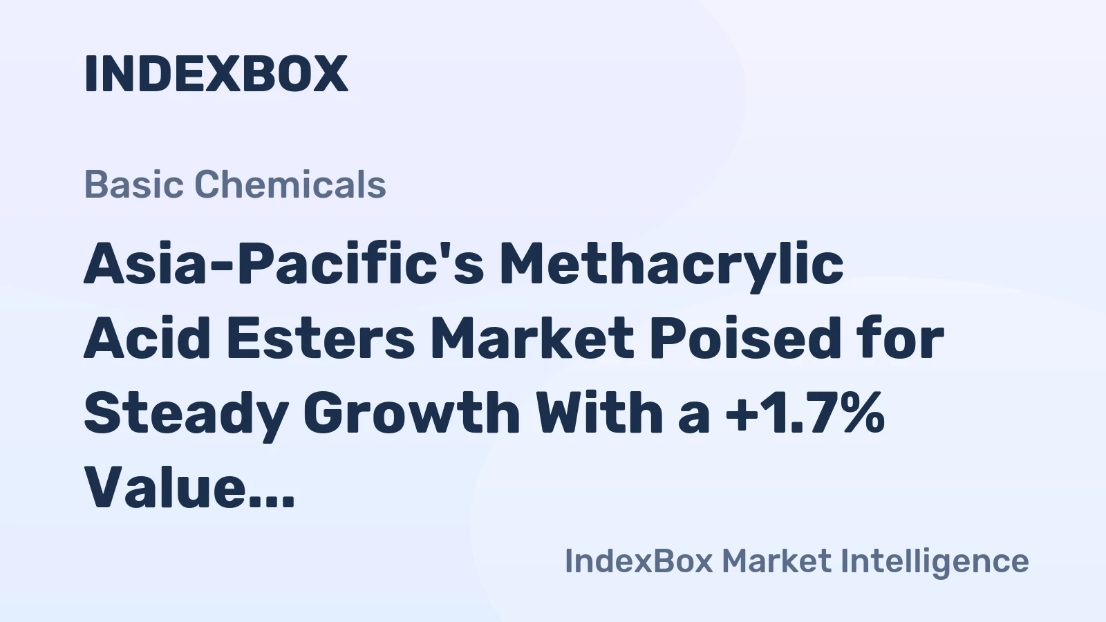 Asia-Pacific's Methacrylic Acid Esters Market Poised for Steady Growth With a +1.7% Value CAGR Through 2035