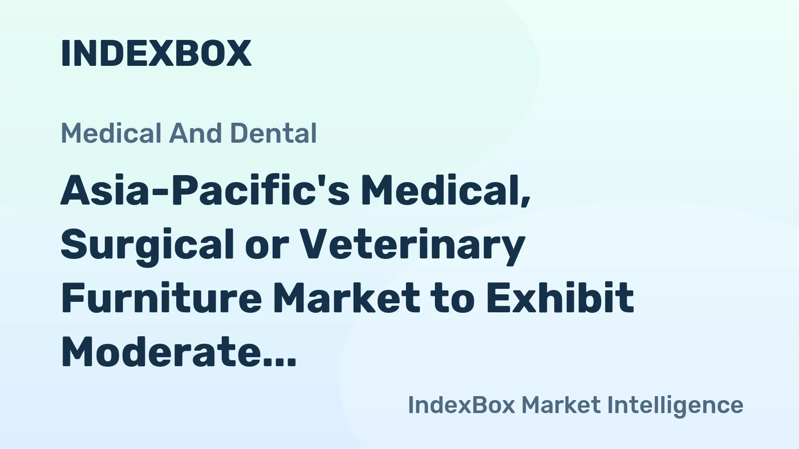 Asia-Pacific's Medical, Surgical or Veterinary Furniture Market to Exhibit Moderate Growth with +0.9% CAGR