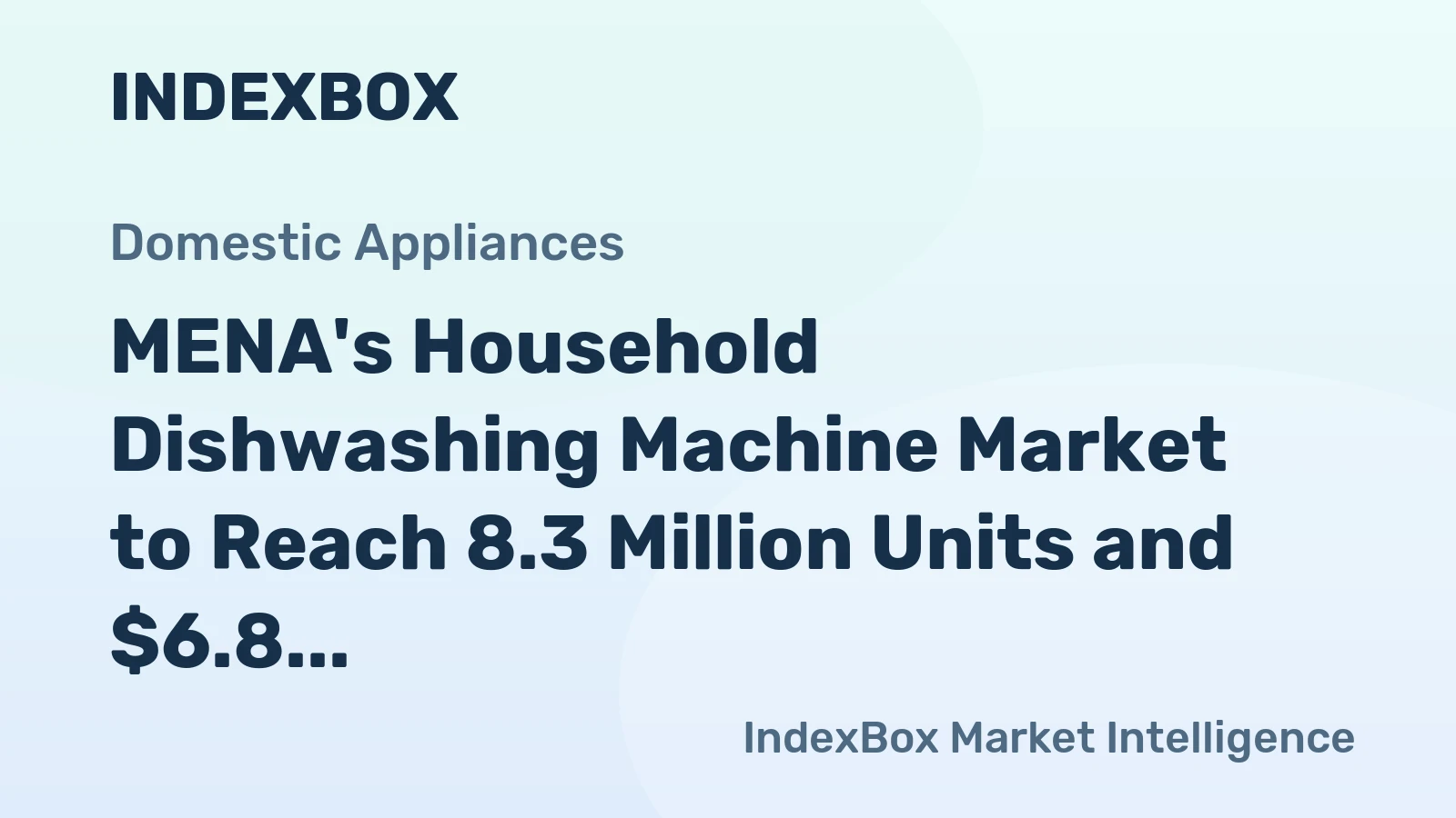 MENA's Household Dishwashing Machine Market to Reach 8.3 Million Units and $6.8 Billion by 2035