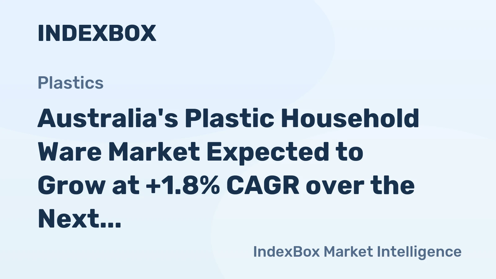 Australia's Plastic Household Ware Market Expected to Grow at +1.8% CAGR over the Next Decade