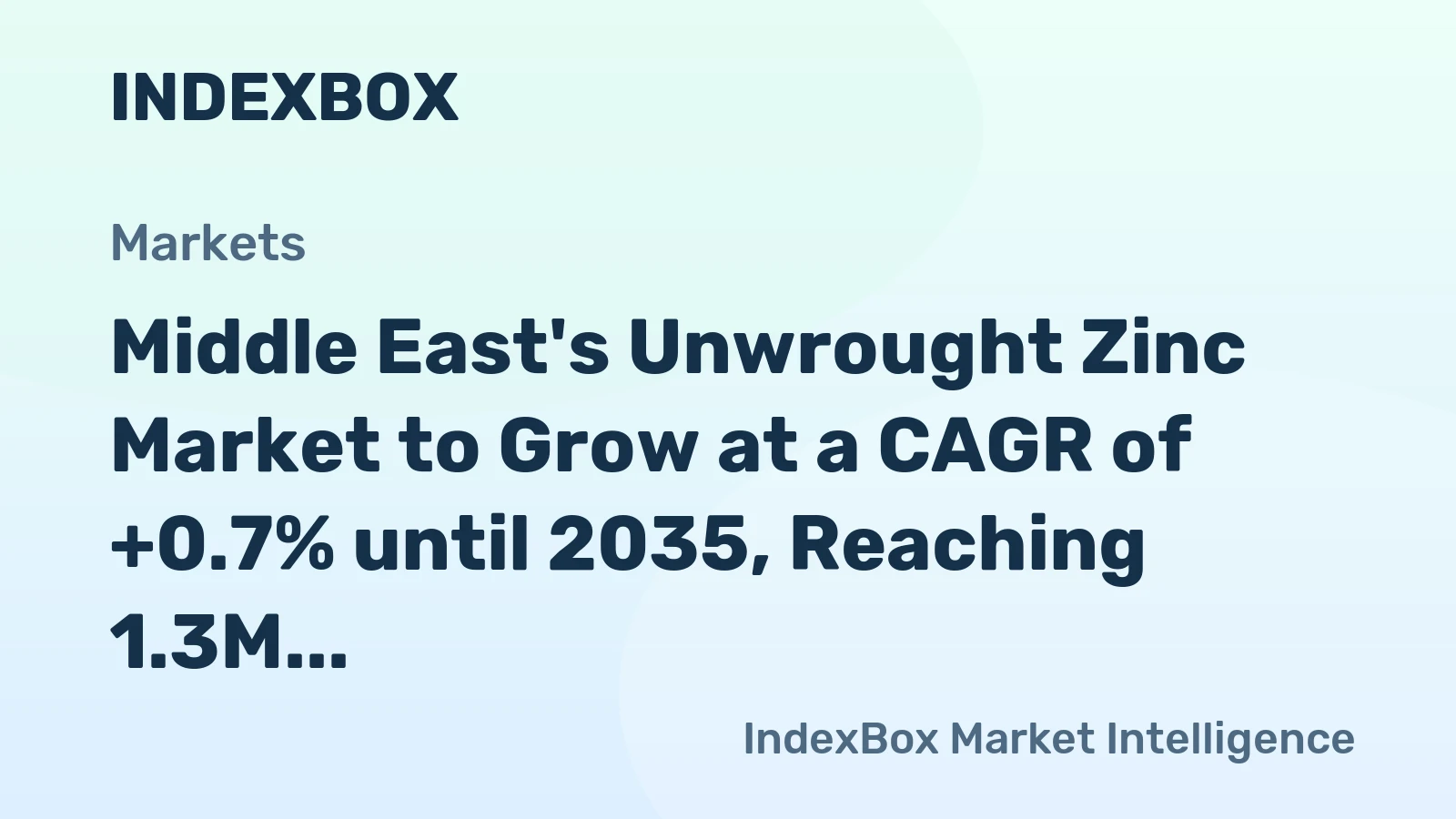 Middle East's Unwrought Zinc Market to Grow at a CAGR of +0.7% until 2035, Reaching 1.3M Tons