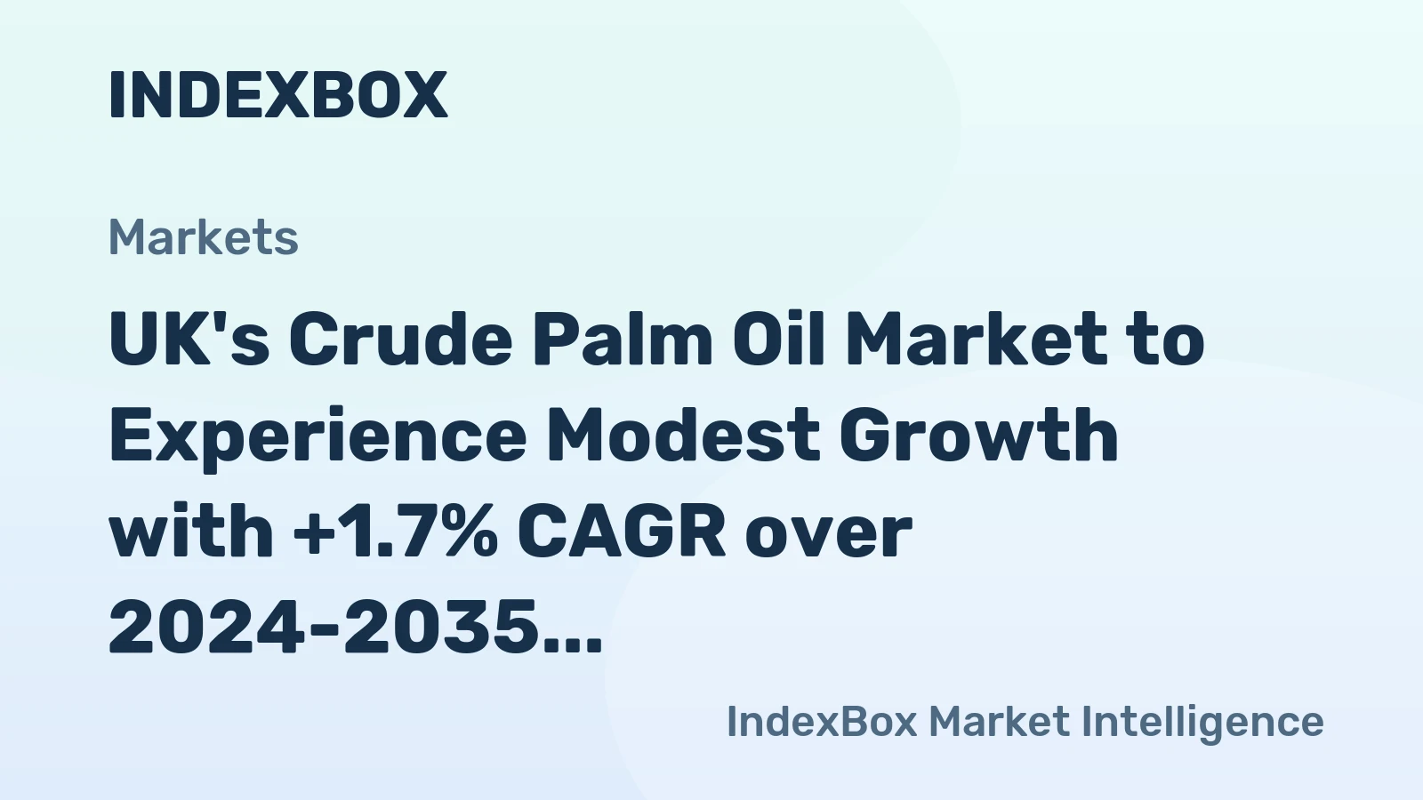 UK's Crude Palm Oil Market to Experience Modest Growth with +1.7% CAGR over 2024-2035