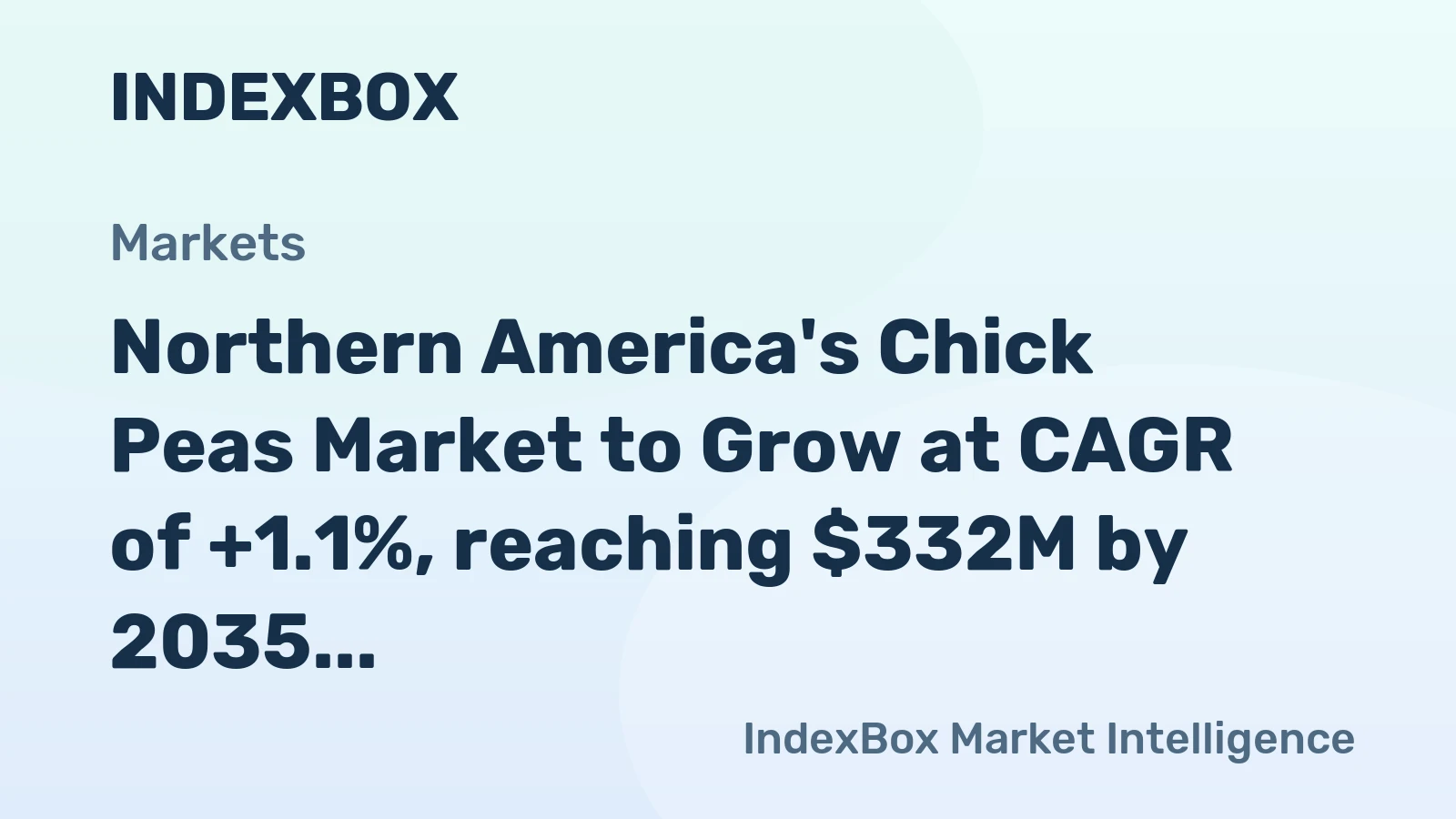 Northern America's Chick Peas Market to Grow at CAGR of +1.1%, reaching $332M by 2035