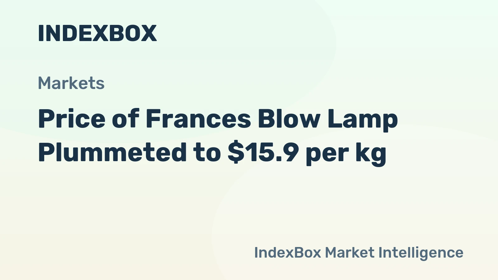 Price of Frances Blow Lamp Plummeted to $15.9 per kg