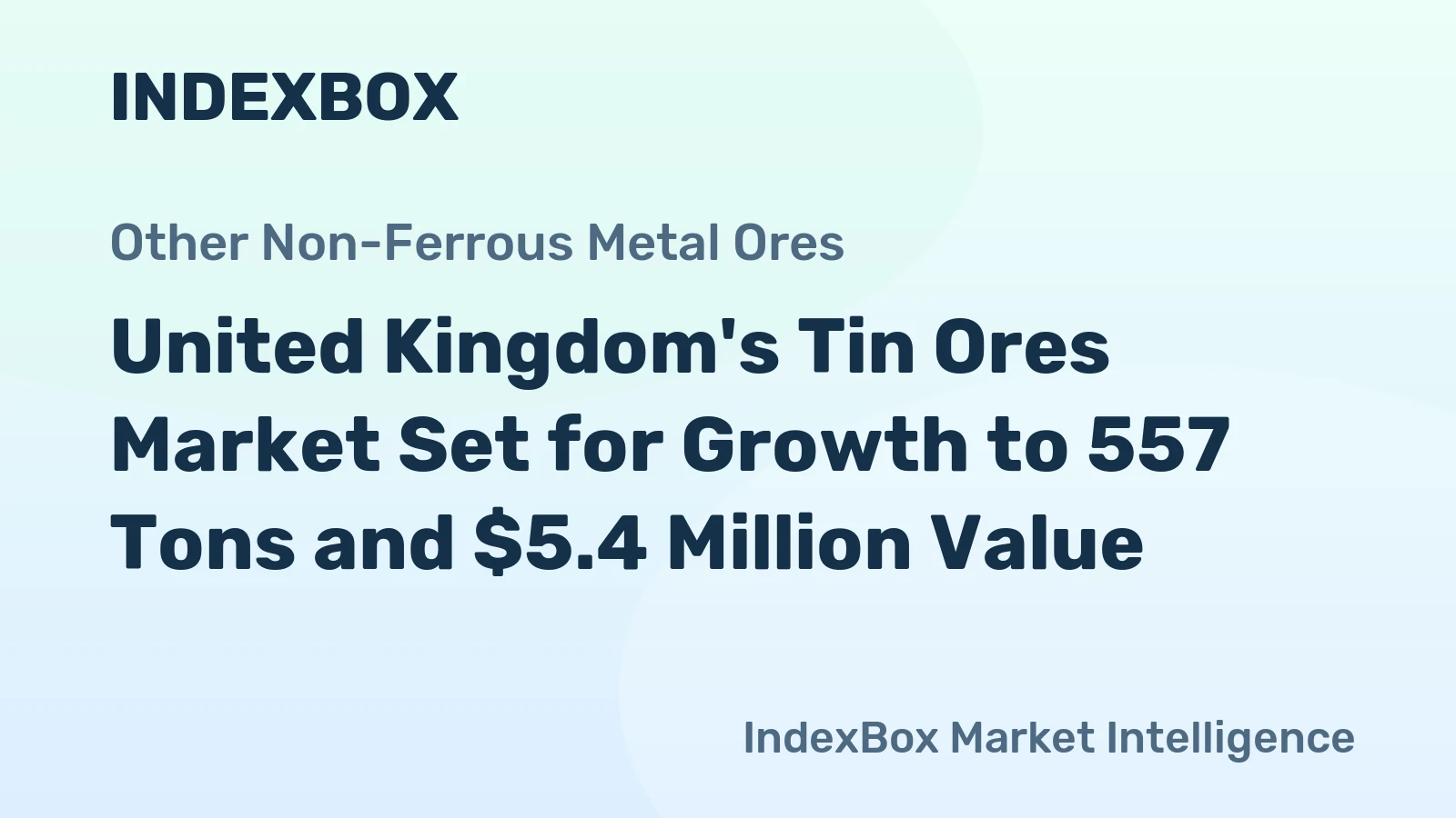 United Kingdom's Tin Ores Market Set for Growth to 557 Tons and $5.4 Million Value
