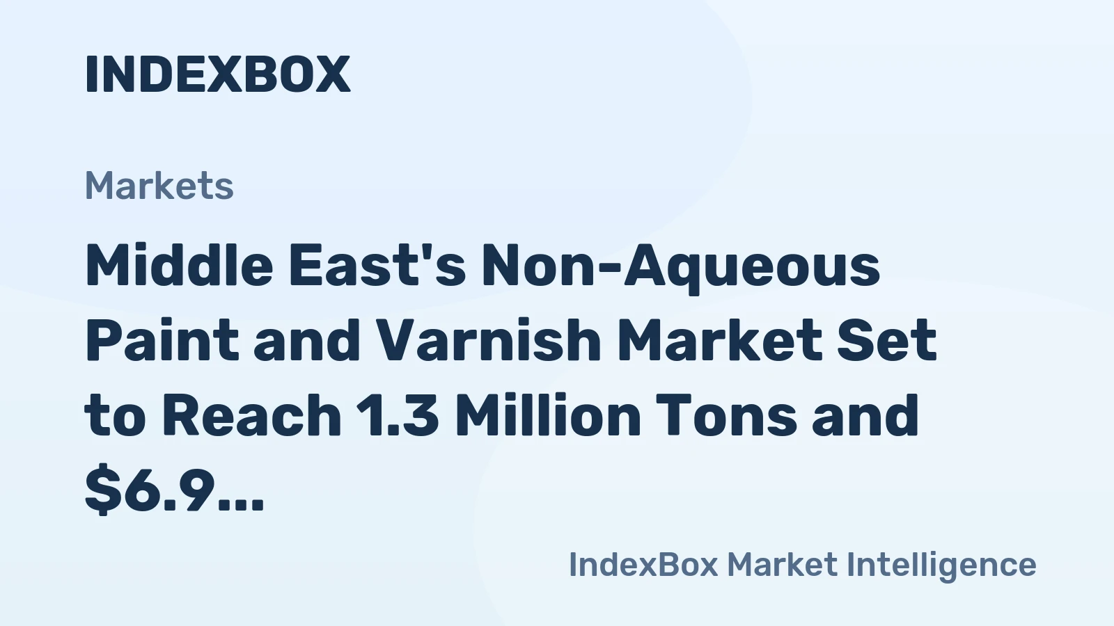Middle East's Non-Aqueous Paint and Varnish Market Set to Reach 1.3 Million Tons and $6.9 Billion by 2035