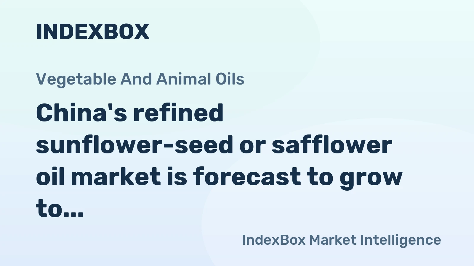 China's refined sunflower-seed or safflower oil market is forecast to grow to 13M tons in volume and $31.4B in value by 2035.