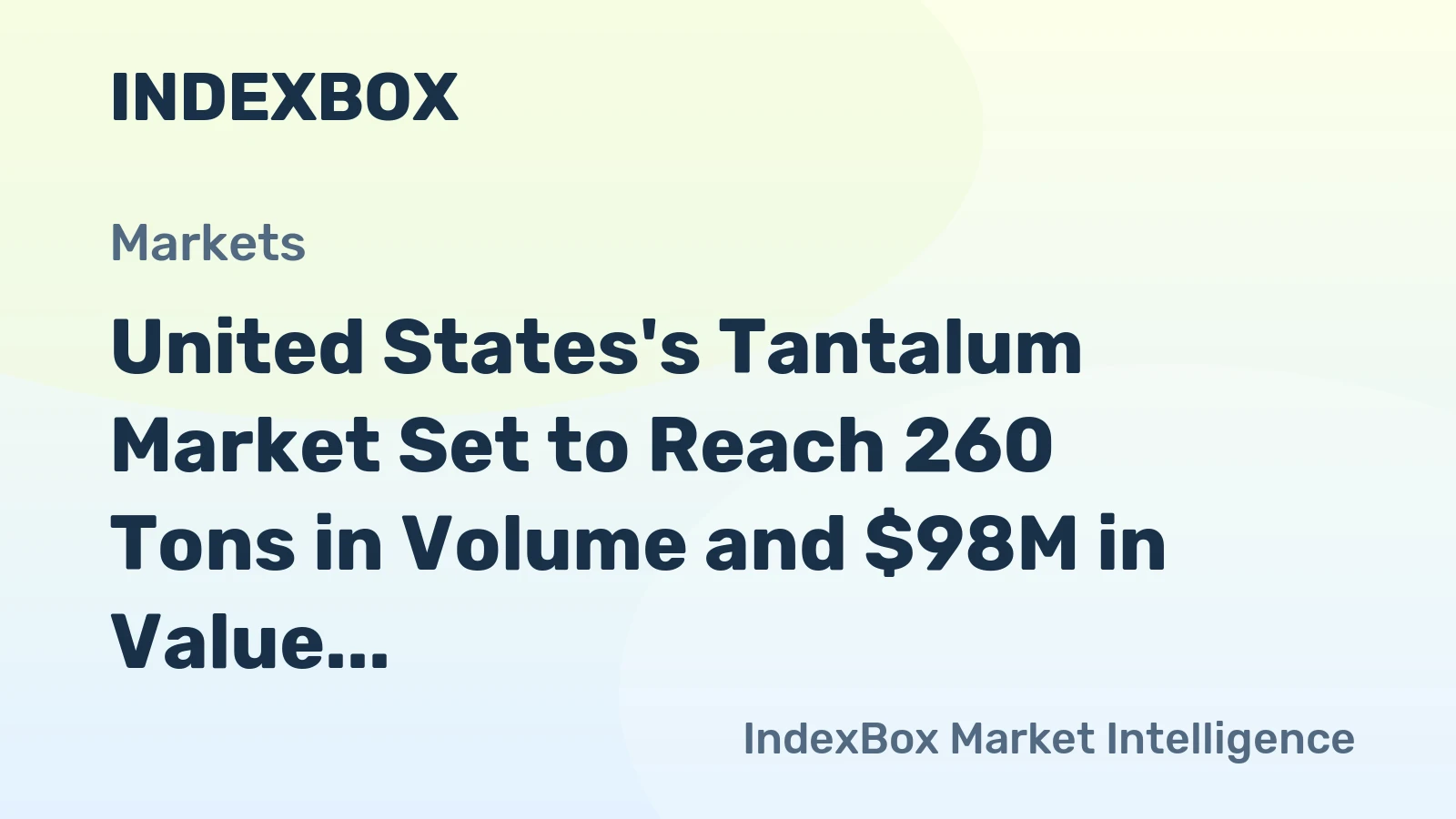 United States's Tantalum Market Set to Reach 260 Tons in Volume and $98M in Value by 2035