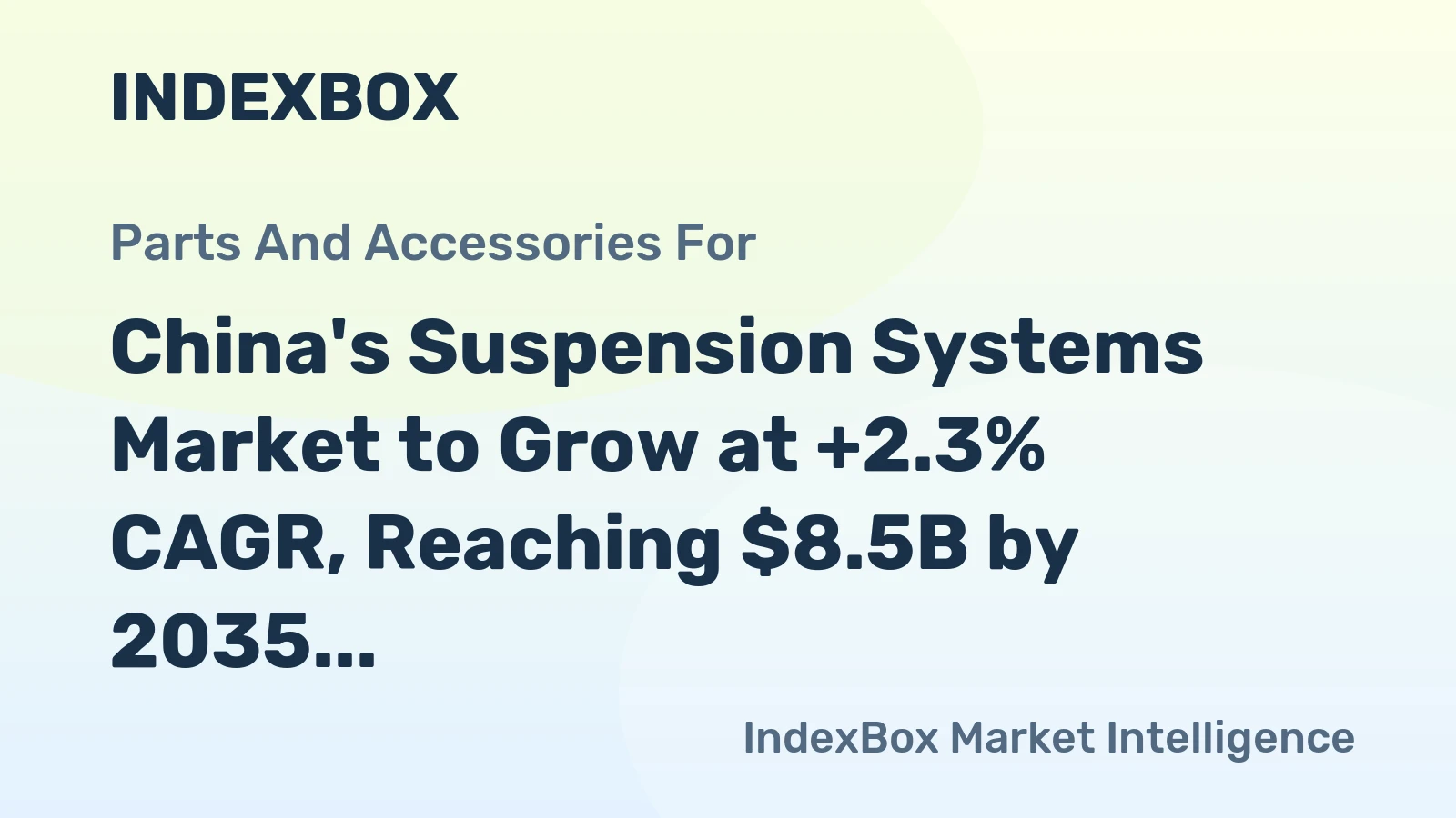 China's Suspension Systems Market to Grow at +2.3% CAGR, Reaching $8.5B by 2035