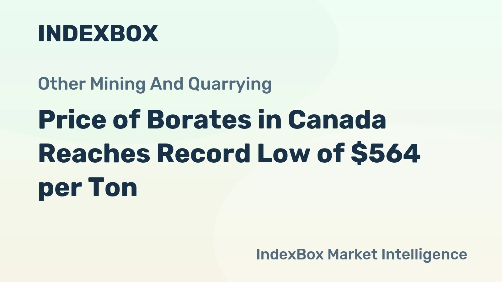 Price of Borates in Canada Reaches Record Low of $564 per Ton