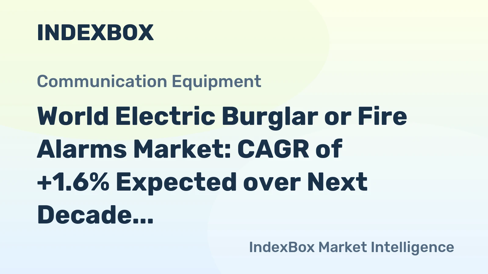 World Electric Burglar or Fire Alarms Market: CAGR of +1.6% Expected over Next Decade