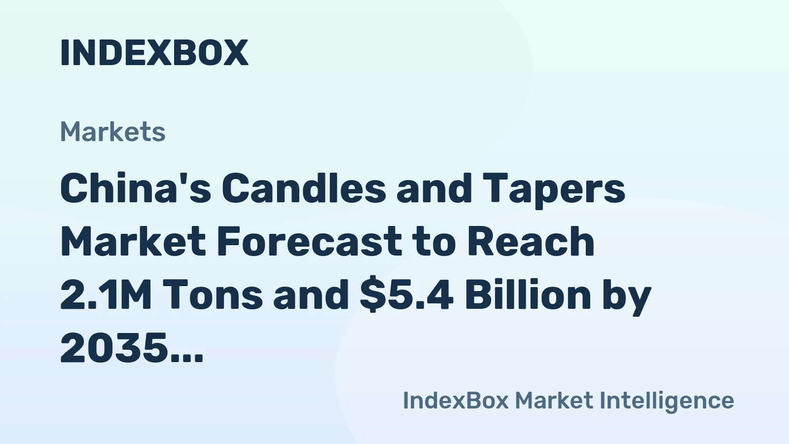 China's Candles and Tapers Market Forecast to Reach 2.1M Tons and $5.4 Billion by 2035