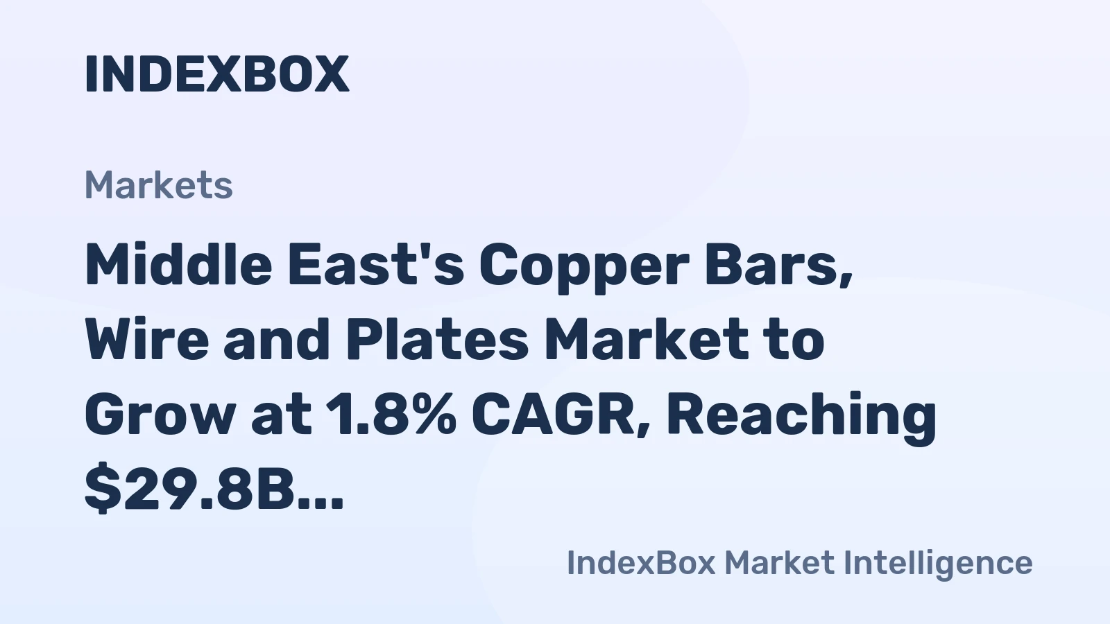Middle East's Copper Bars, Wire and Plates Market to Grow at 1.8% CAGR, Reaching $29.8B by 2035