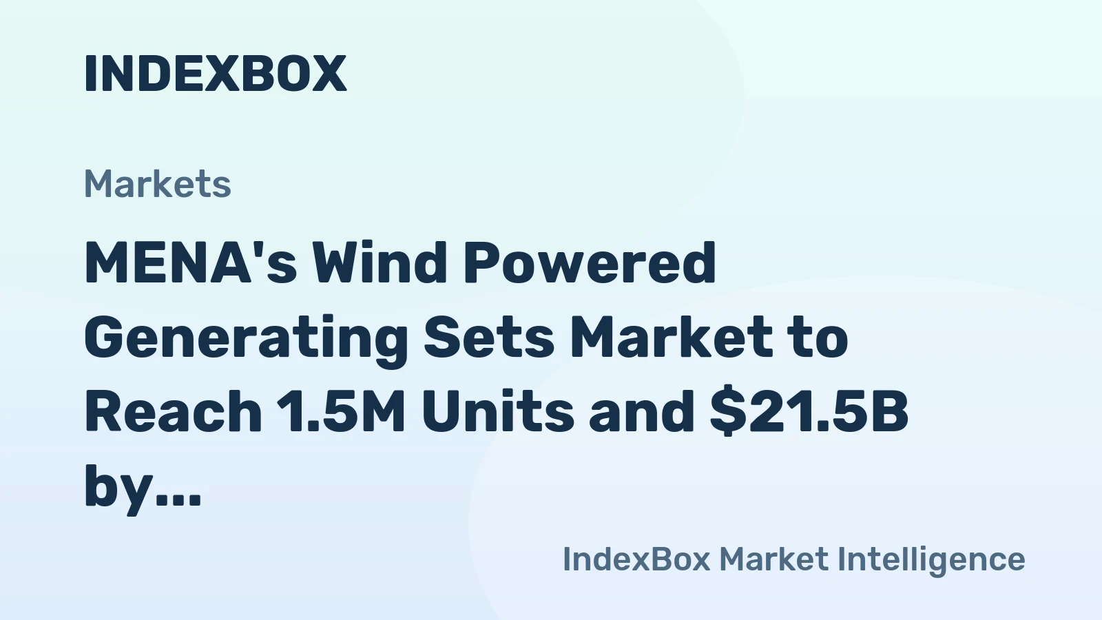 MENA's Wind Powered Generating Sets Market to Reach 1.5M Units and $21.5B by 2035