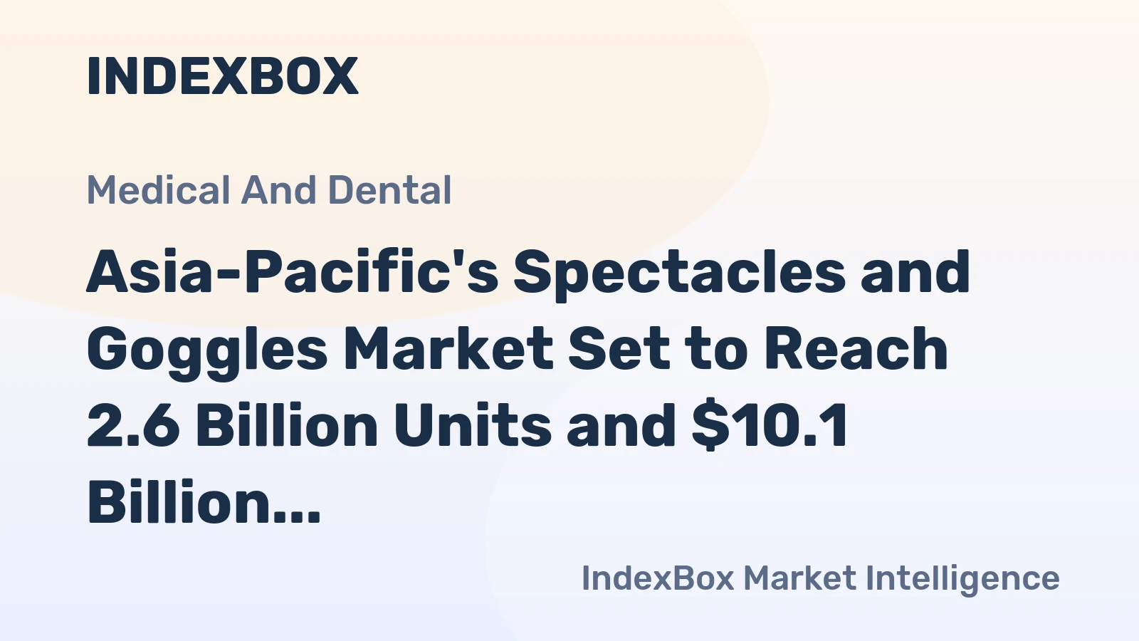 Asia-Pacific's Spectacles and Goggles Market Set to Reach 2.6 Billion Units and $10.1 Billion
