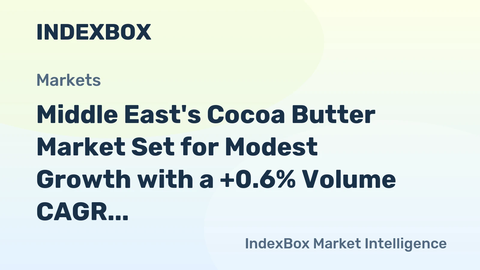 Middle East's Cocoa Butter Market Set for Modest Growth with a +0.6% Volume CAGR Through 2035