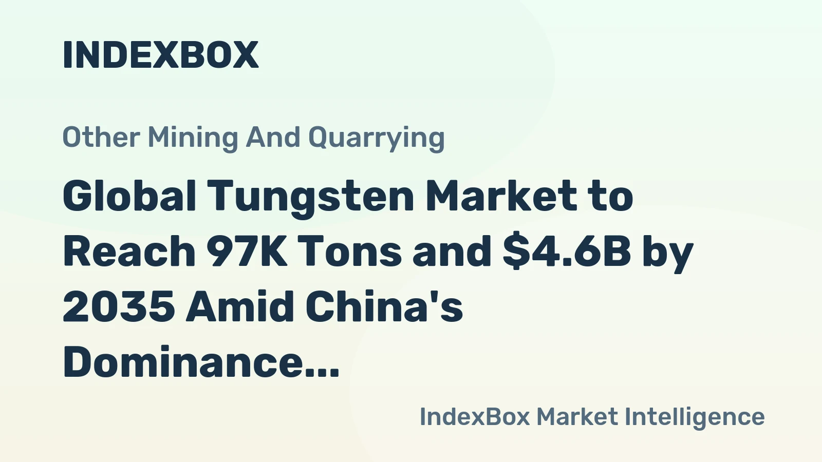 Global Tungsten Market to Reach 97K Tons and $4.6B by 2035 Amid China's Dominance
