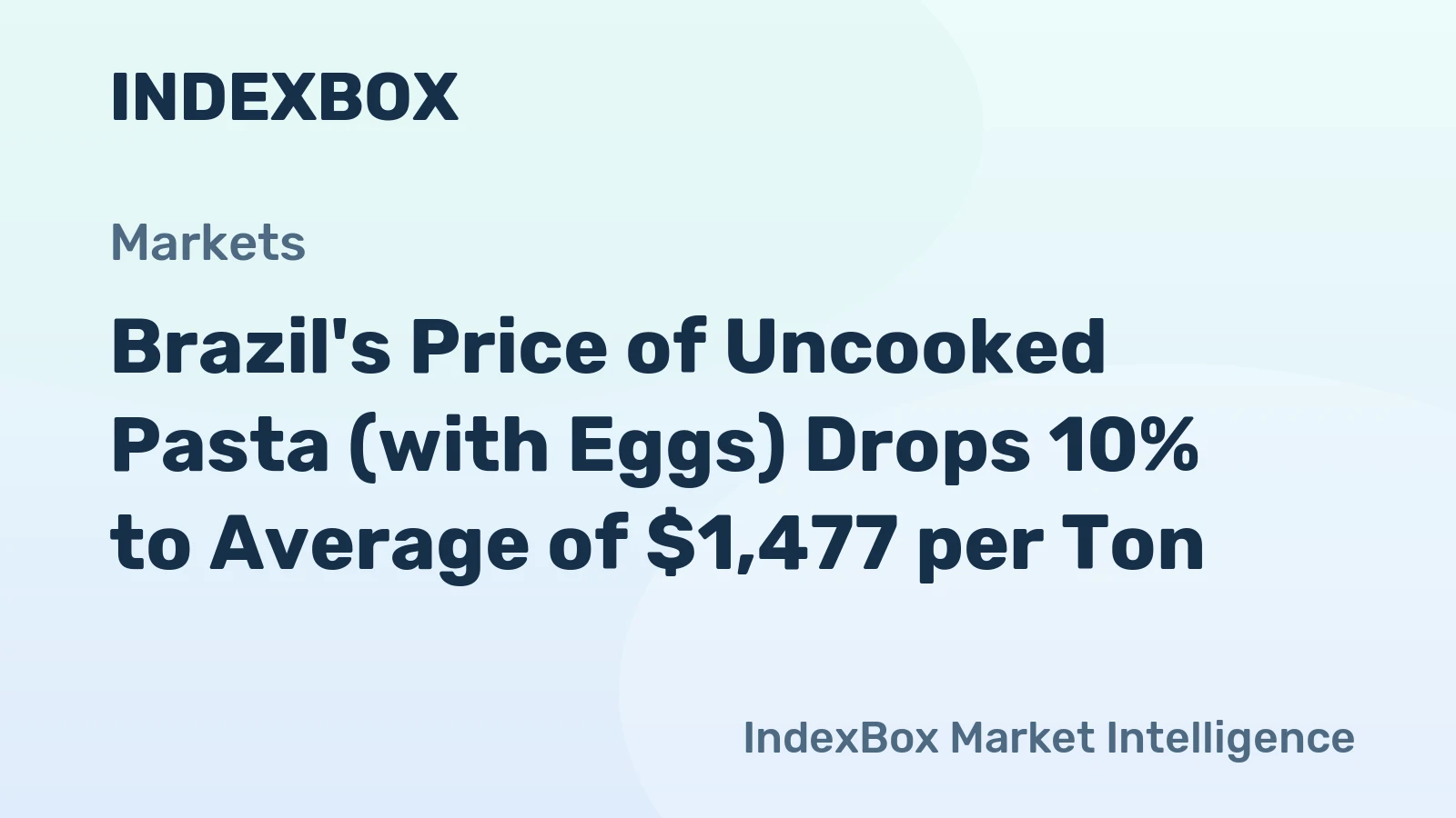 Brazil's Price of Uncooked Pasta (with Eggs) Drops 10% to Average of $1,477 per Ton