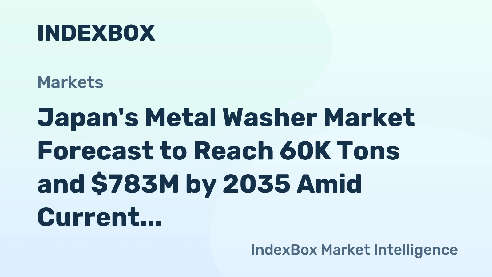 Japan's Metal Washer Market Forecast to Reach 60K Tons and $783M by 2035 Amid Current Contraction