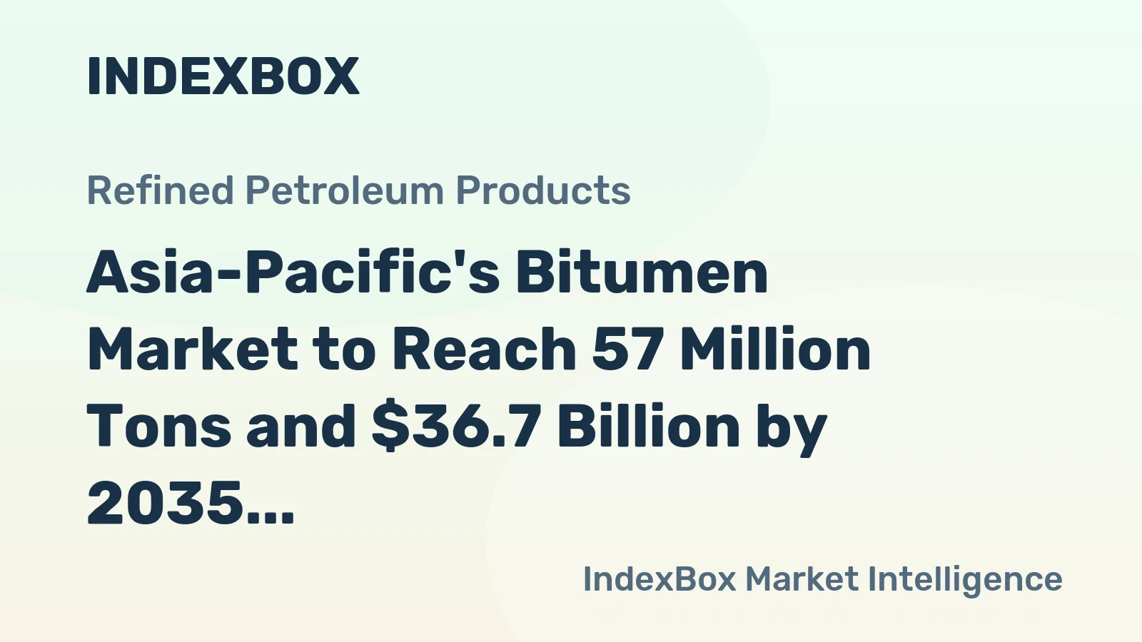 Asia-Pacific's Bitumen Market to Reach 57 Million Tons and $36.7 Billion by 2035
