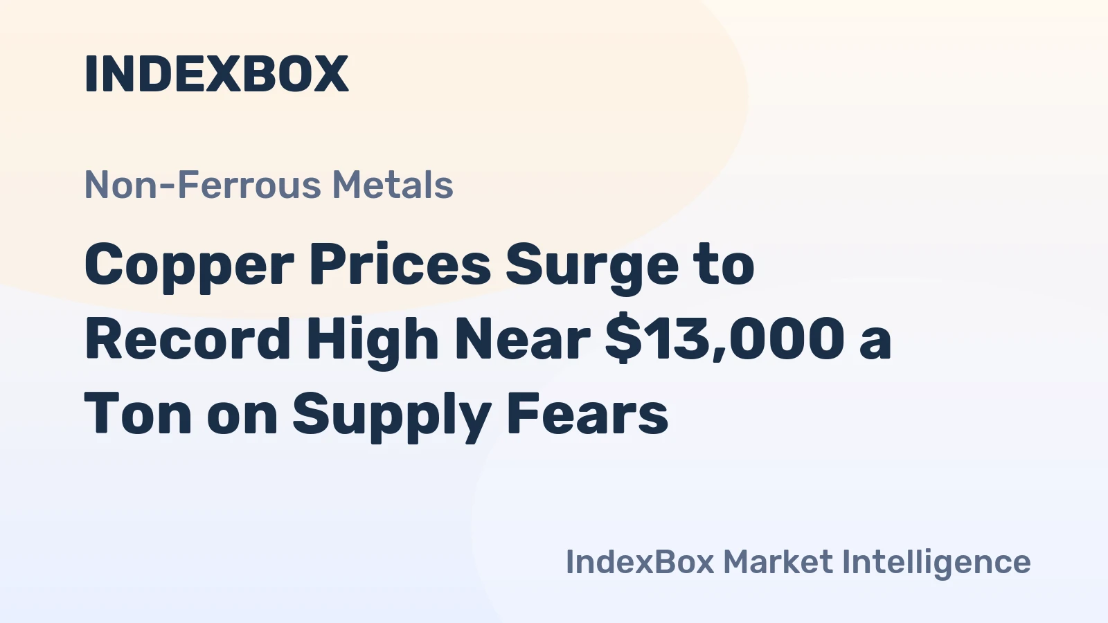 Copper Prices Surge to Record High Near $13,000 a Ton on Supply Fears