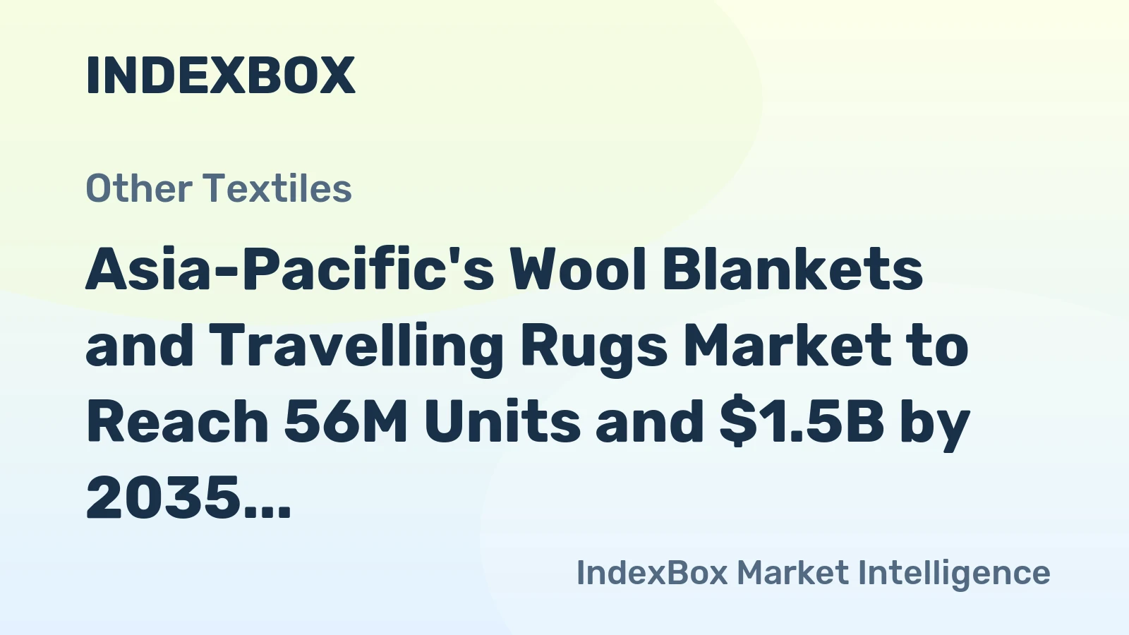 Asia-Pacific's Wool Blankets and Travelling Rugs Market to Reach 56M Units and $1.5B by 2035