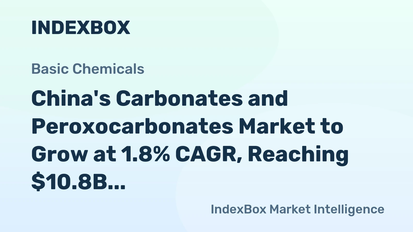 China's Carbonates and Peroxocarbonates Market to Grow at 1.8% CAGR, Reaching $10.8B by 2035
