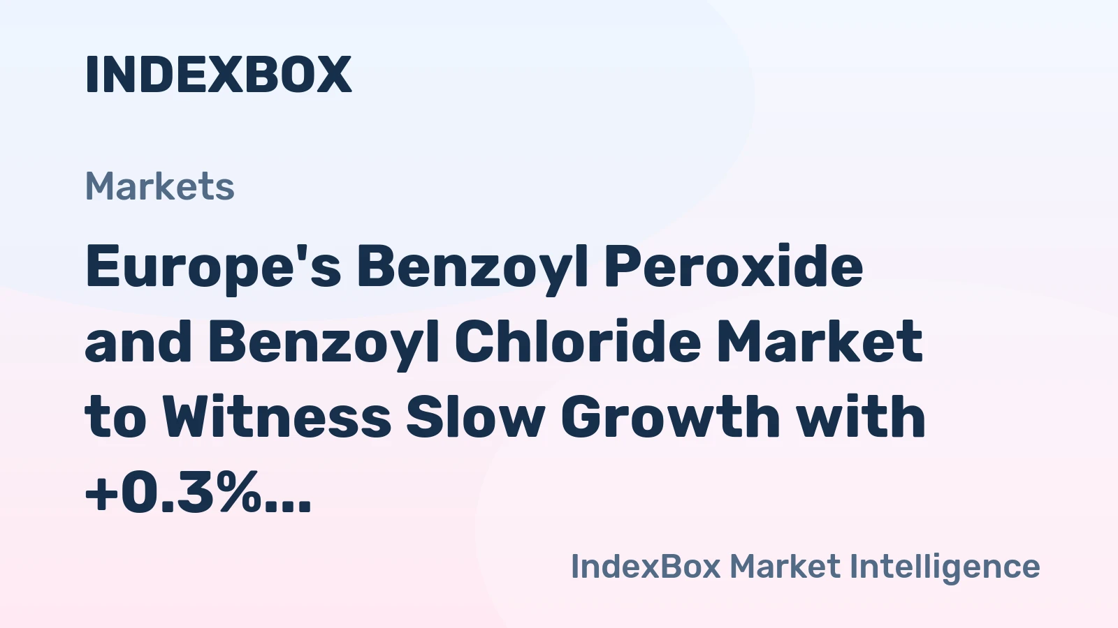 Europe's Benzoyl Peroxide and Benzoyl Chloride Market to Witness Slow Growth with +0.3% CAGR from 2024 to 2035