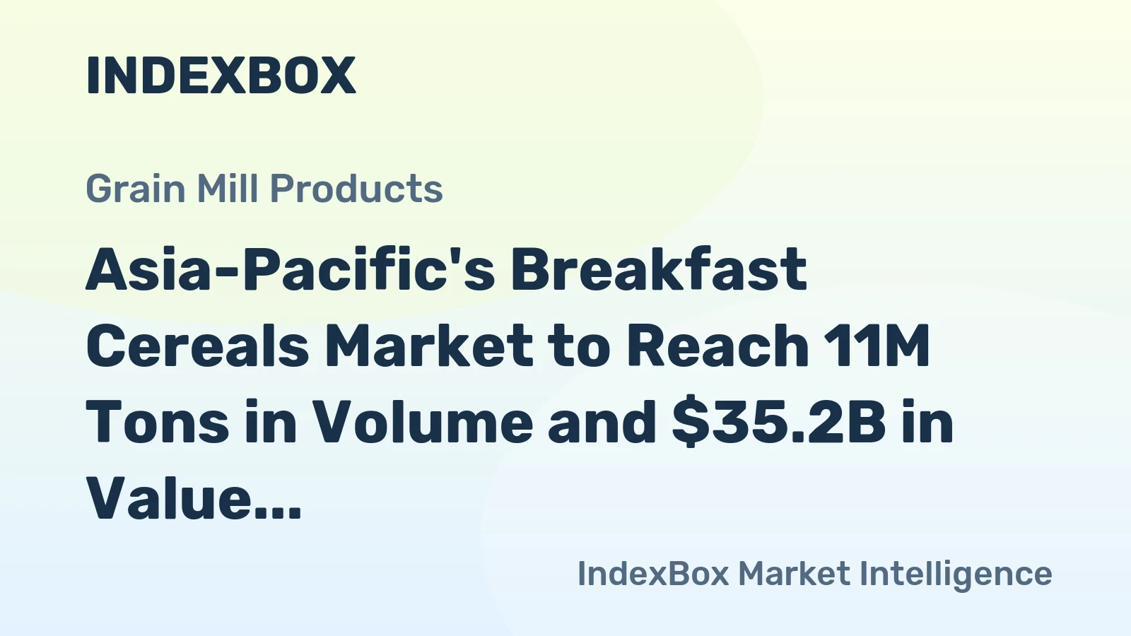 Asia-Pacific's Breakfast Cereals Market to Reach 11M Tons in Volume and $35.2B in Value by 2035