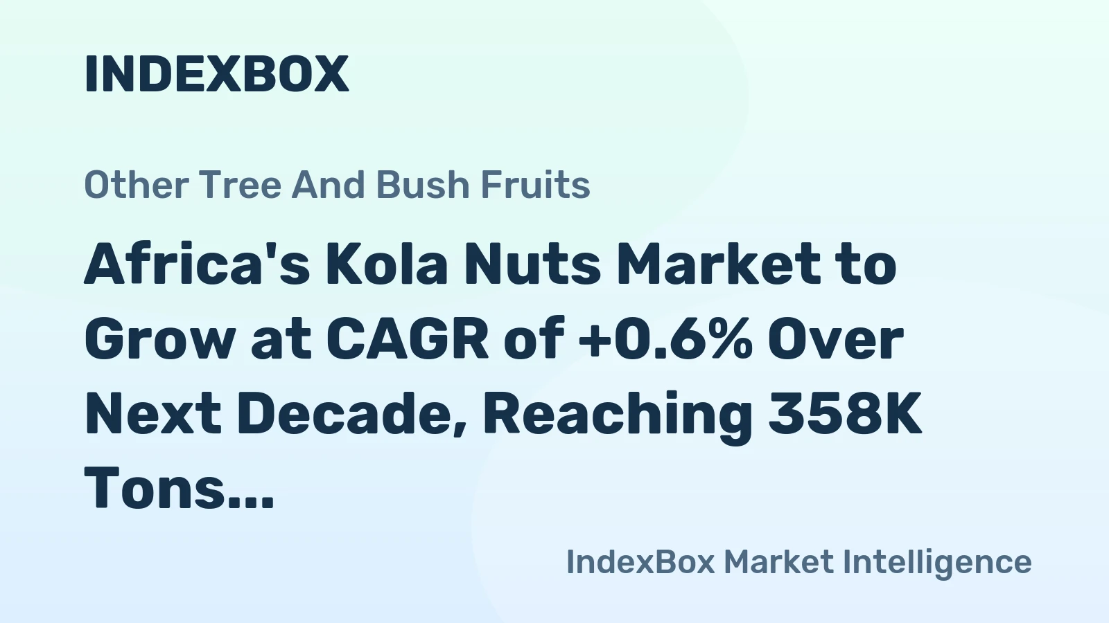 Africa's Kola Nuts Market to Grow at CAGR of +0.6% Over Next Decade, Reaching 358K Tons by 2035