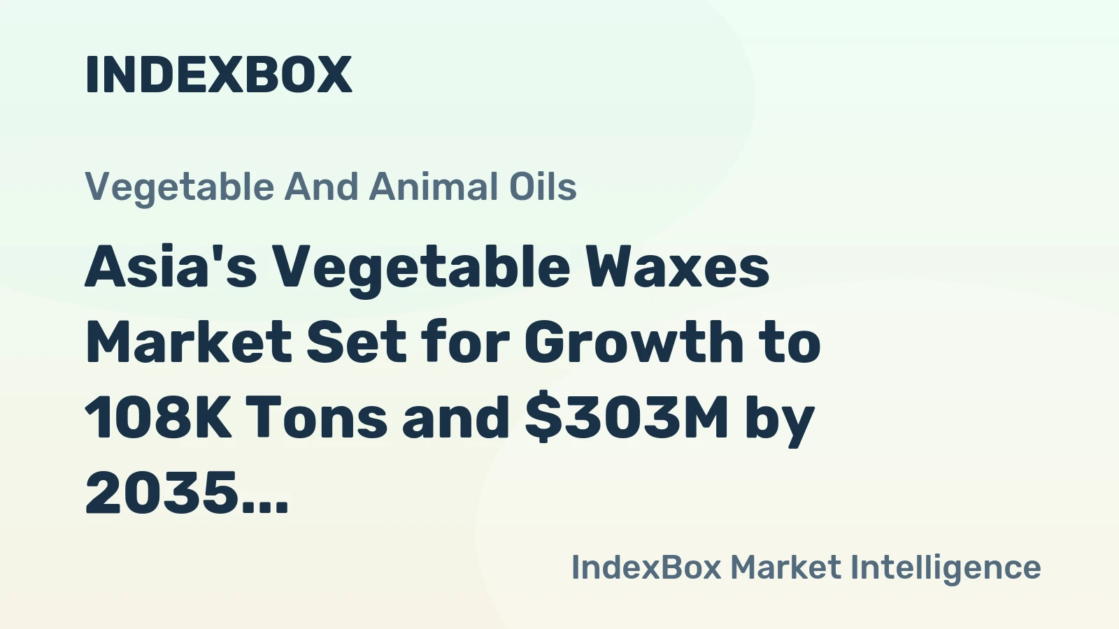 Asia's Vegetable Waxes Market Set for Growth to 108K Tons and $303M by 2035