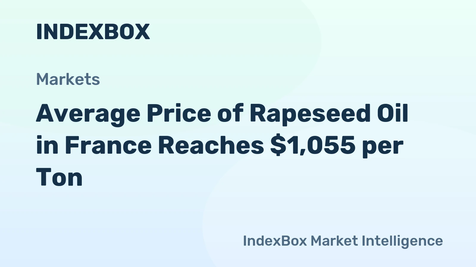 Average Price of Rapeseed Oil in France Reaches $1,055 per Ton