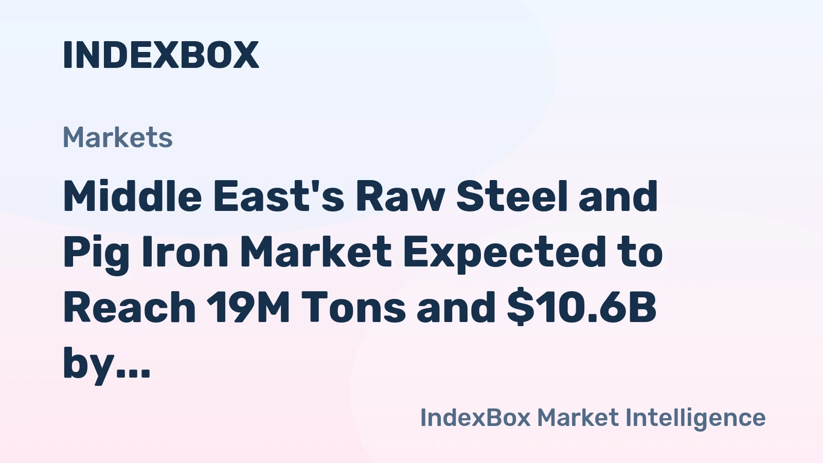 Middle East's Raw Steel and Pig Iron Market Expected to Reach 19M Tons and $10.6B by 2035