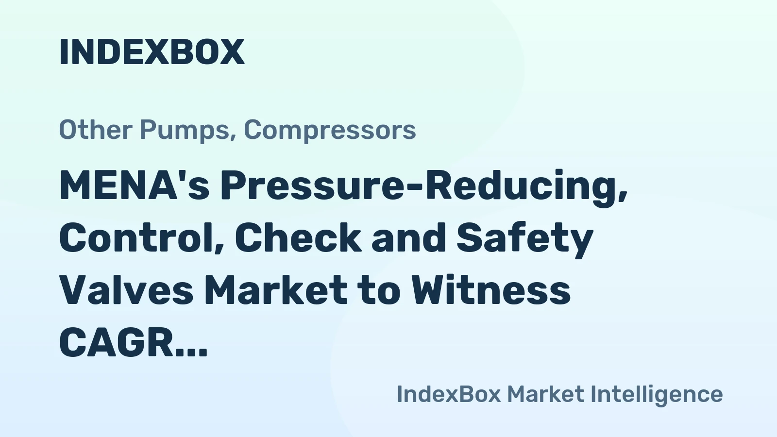 MENA's Pressure-Reducing, Control, Check and Safety Valves Market to Witness CAGR of +2.6% and Reach $1.6B by 2035