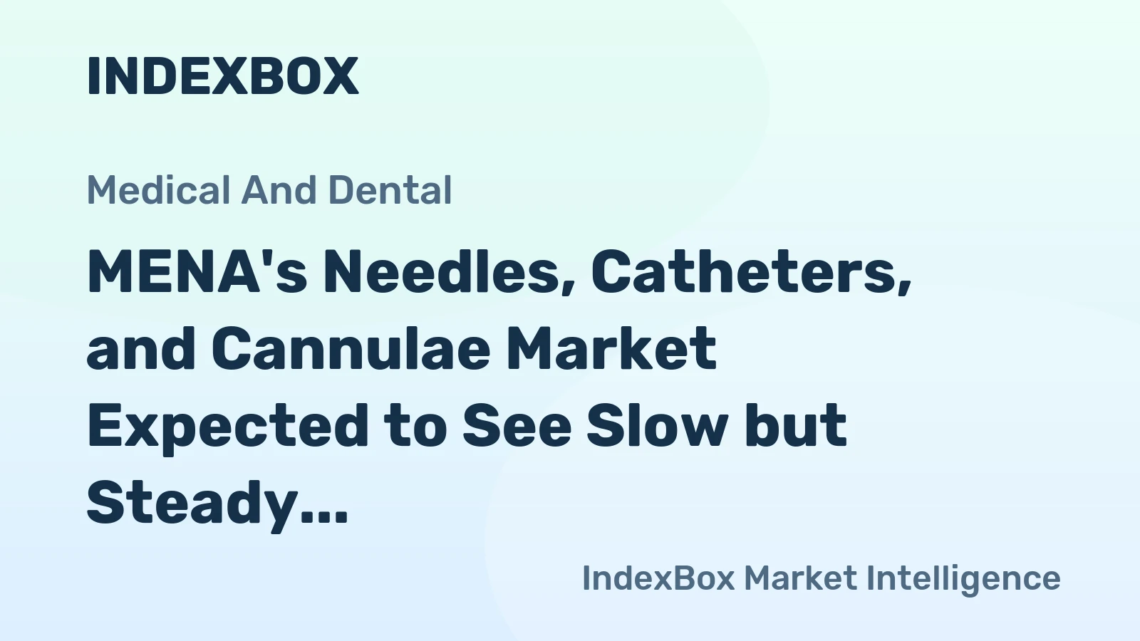 MENA's Needles, Catheters, and Cannulae Market Expected to See Slow but Steady Growth with +0.9% CAGR
