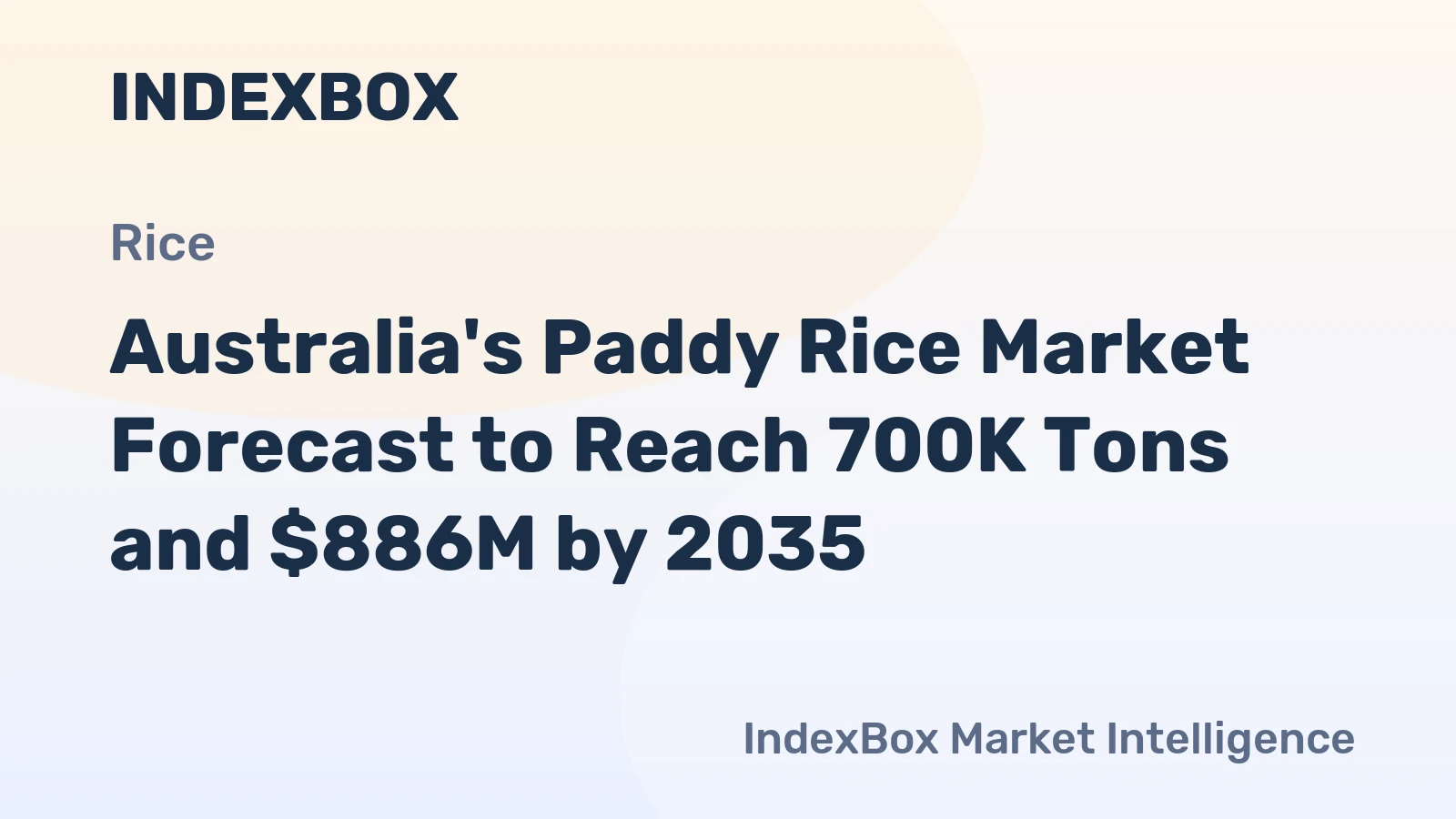 Australia's Paddy Rice Market Forecast to Reach 700K Tons and $886M by 2035