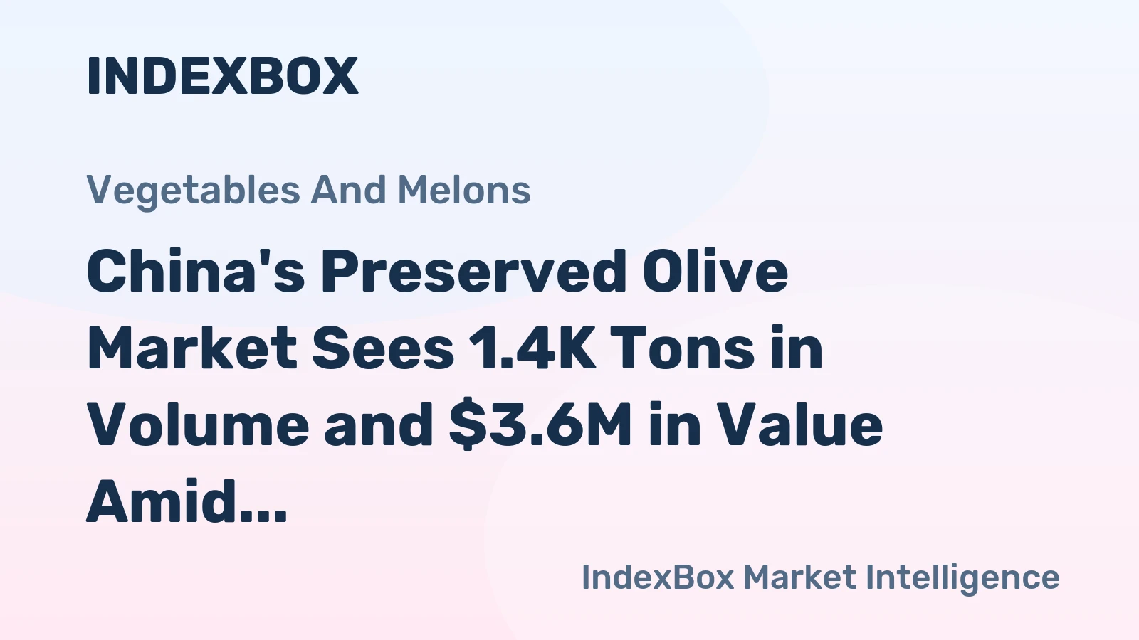 China's Preserved Olive Market Sees 1.4K Tons in Volume and $3.6M in Value Amid 2024 Contraction