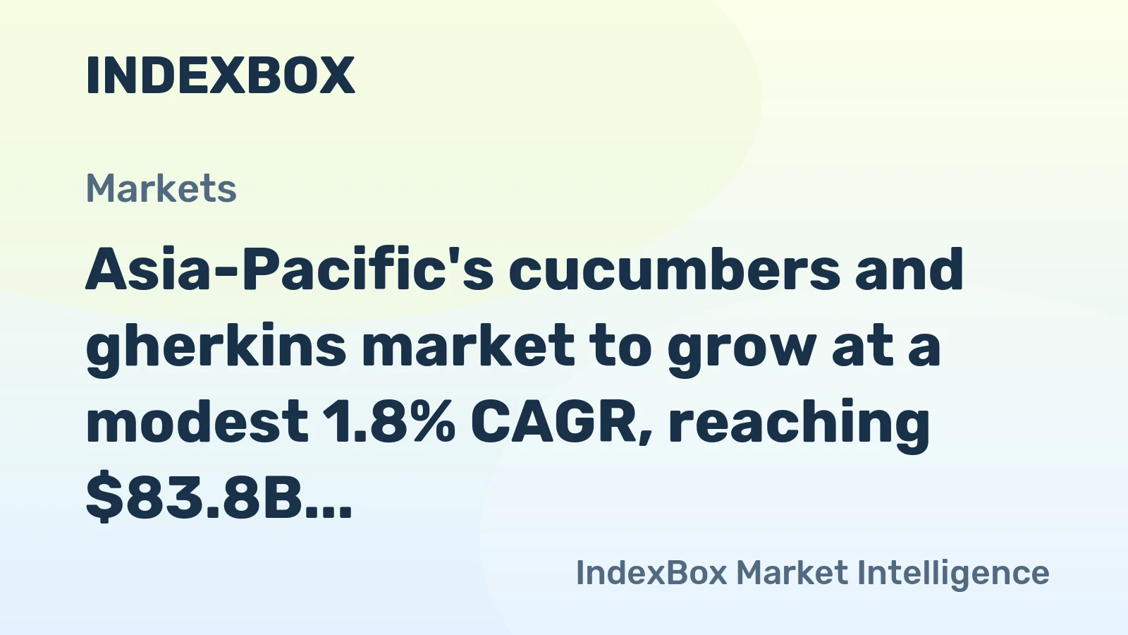 Asia-Pacific's cucumbers and gherkins market to grow at a modest 1.8% CAGR, reaching $83.8B by 2035.