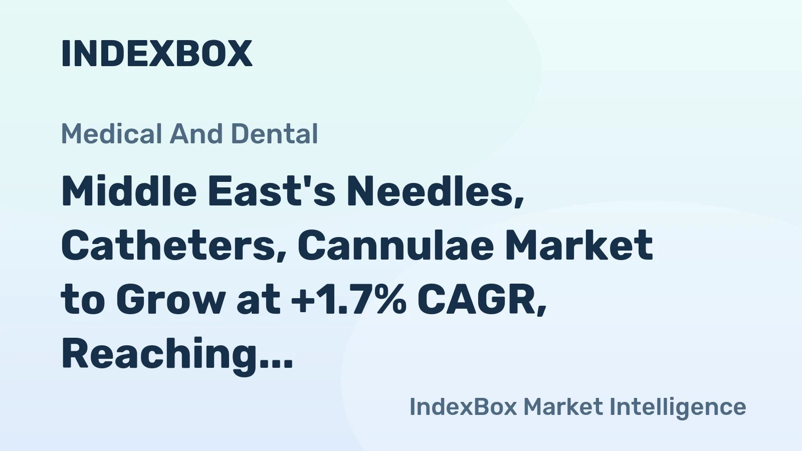 Middle East's Needles, Catheters, Cannulae Market to Grow at +1.7% CAGR, Reaching 5.3B Units by 2035