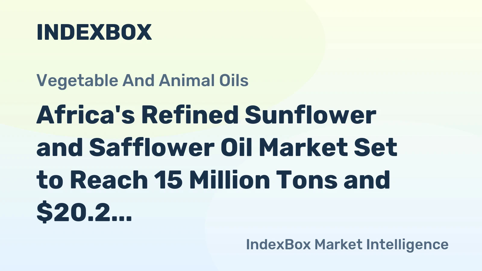 Africa's Refined Sunflower and Safflower Oil Market Set to Reach 15 Million Tons and $20.2 Billion by 2035